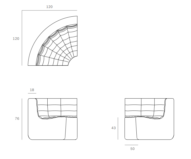 ETHNICRAFT canapé d'angle rond N701 90° - Amoble Design